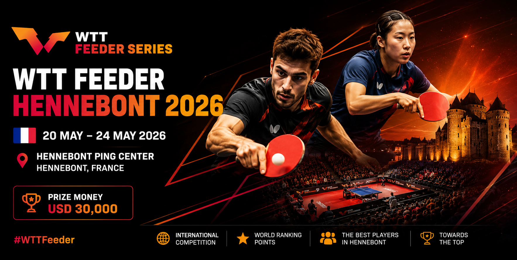 WTT Feeder Hennebont 2026 : plateau, format et favoris | WinPongMag